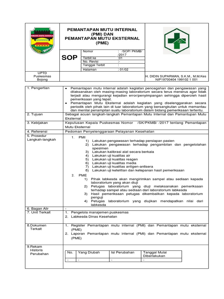 Bojong.8.1.7.7.Sop Pmi Dan Pme | PDF