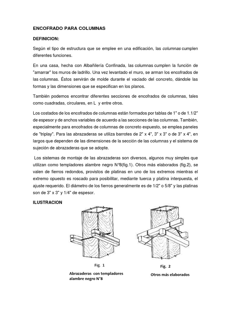 Encofrado de Columnas: Guía Práctica | PDF | Madera | Hormigón