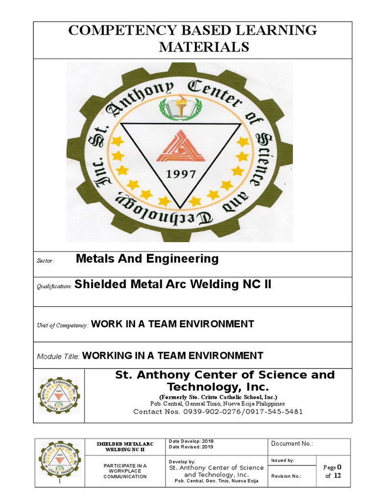 CBLM Basic 2. Work in A Team Environment | PDF | Expert | Goal