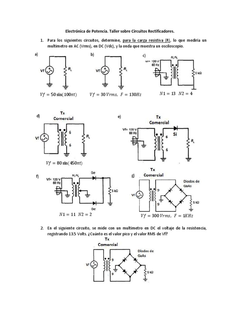 Taller Rectificadores | PDF | Rectificador | Diodo