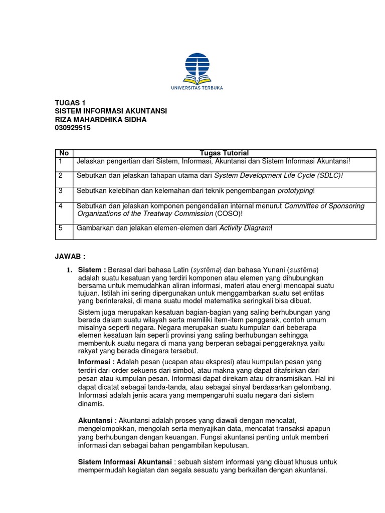 Tugas 1 SIA | PDF | Karier & Perkembangan | Bisnis
