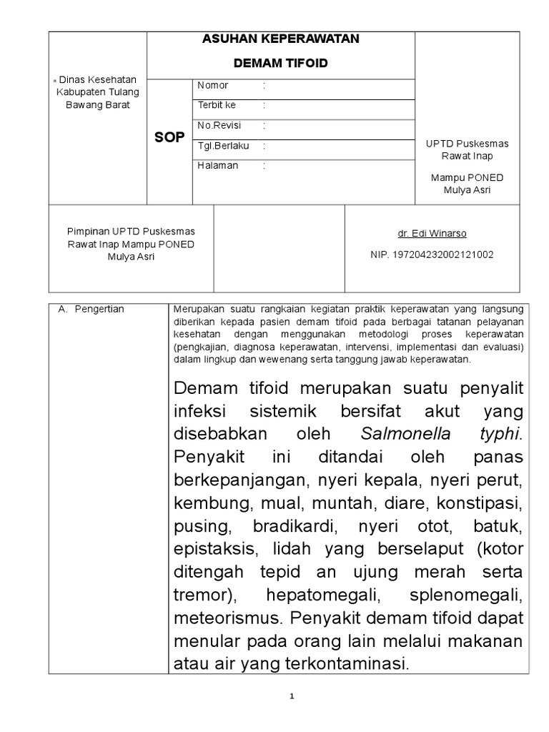 SOP Askep Demam Tifoid | PDF