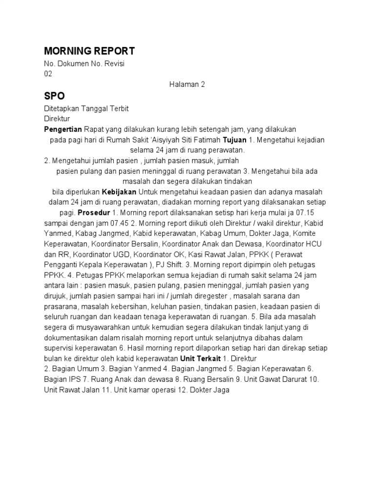 Prosedur Morning Report Rumah Sakit | PDF