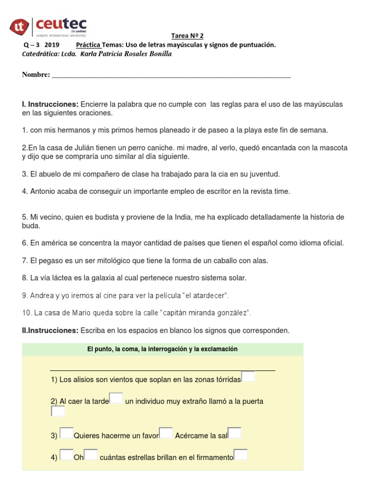 Práctica #2 Uso de Mayùsculas y Signos de Puntuaciòn | PDF
