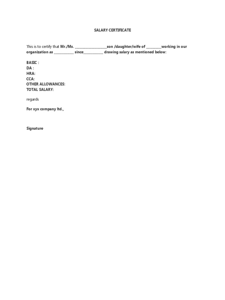 Salary Certificate1111 | PDF | Finance & Money Management