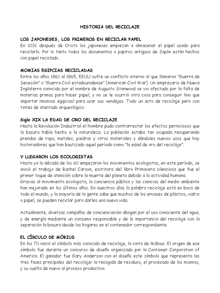 Lectura Sobre El Reciclaje | PDF | Reciclaje | Residuos