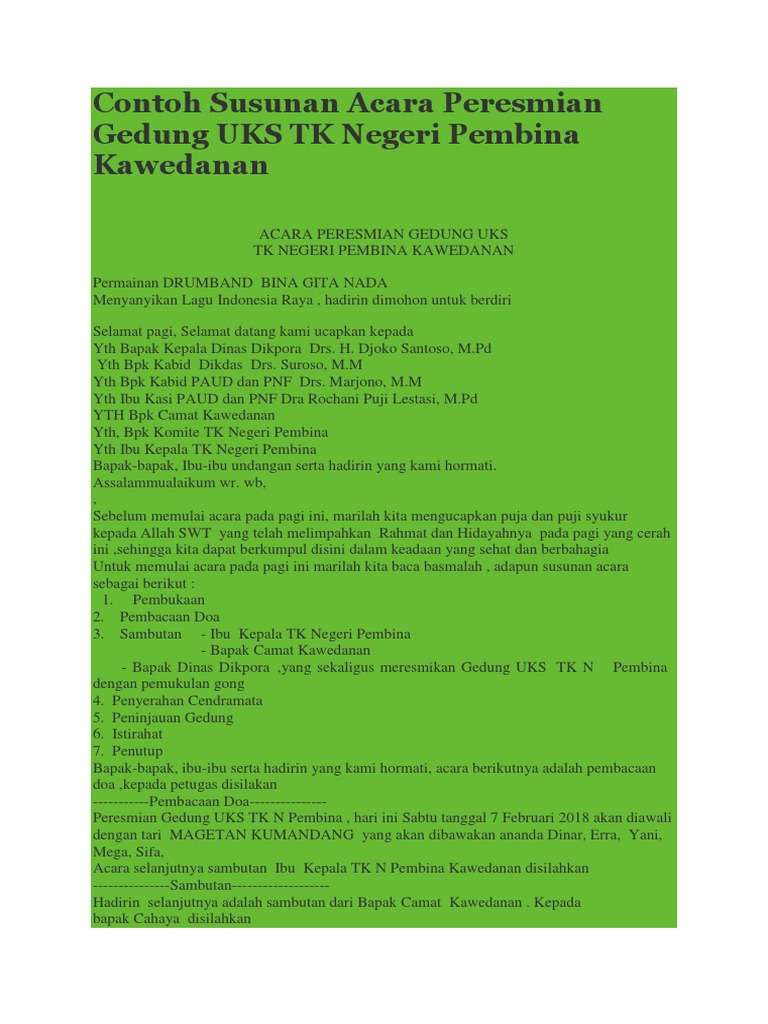 Contoh Susunan Acara | PDF