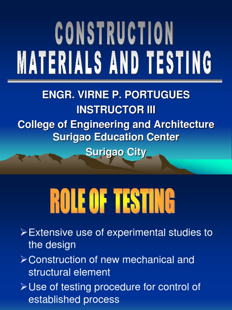 Construction Materials and Testing Overview | PDF | Wood | Plastic