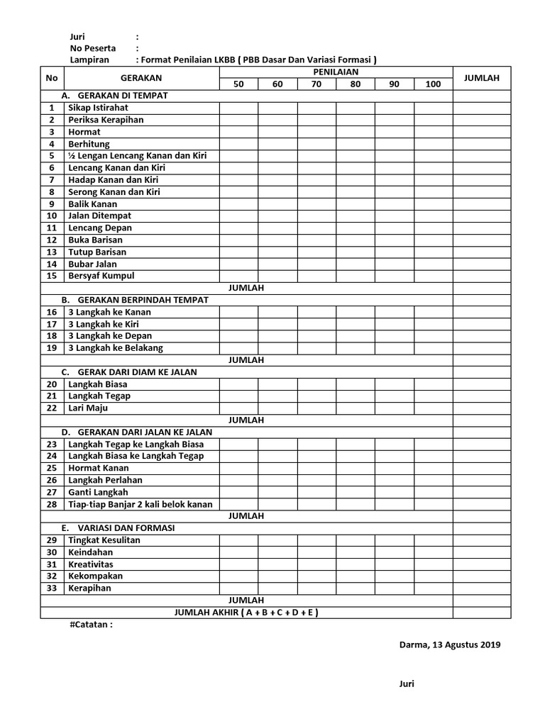 Format Penilaian LKBB | PDF