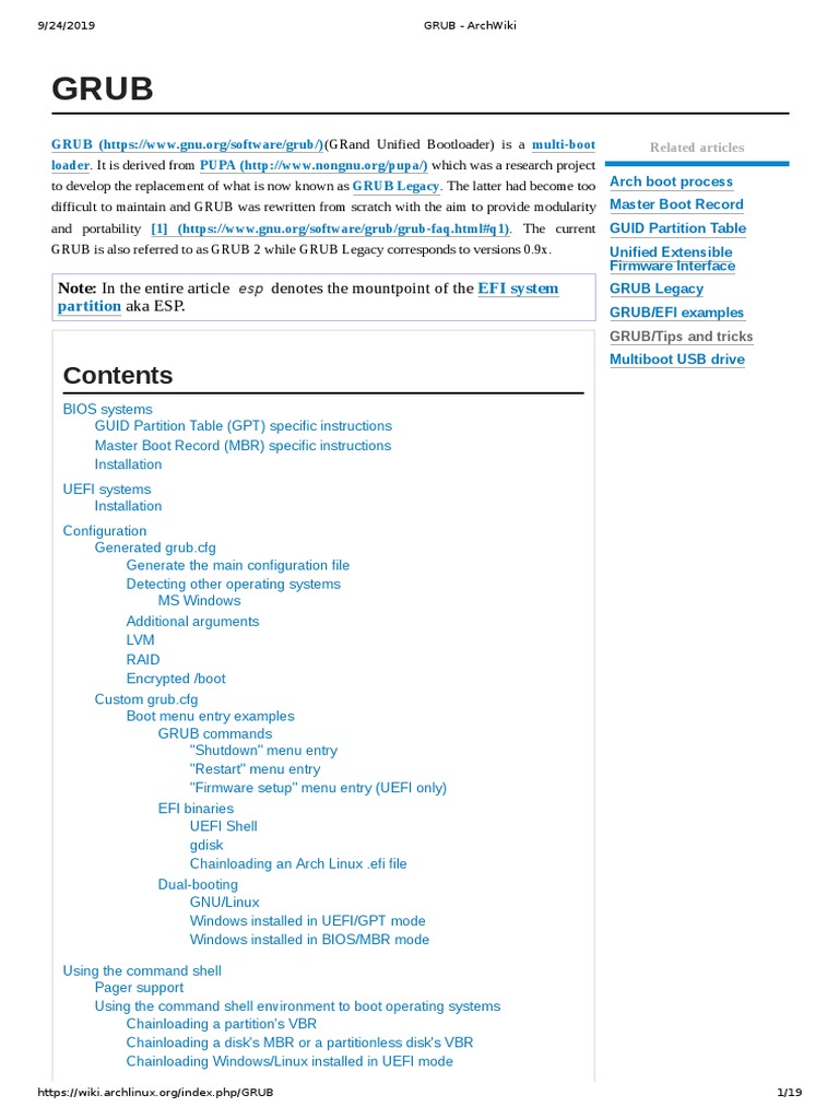 GRUB - ArchWiki | PDF | Booting | System Software