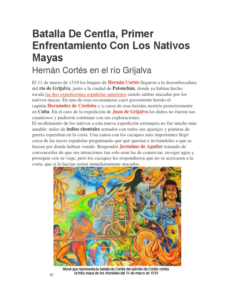 Batalla de Centla | PDF | Hernán Cortés | Conflictos del segundo milenio