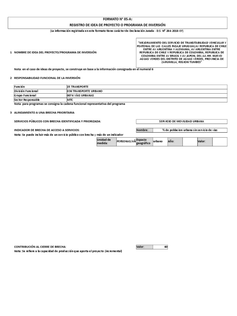 Registro de Proyecto de Inversión 5A | PDF | Economias | Gobierno