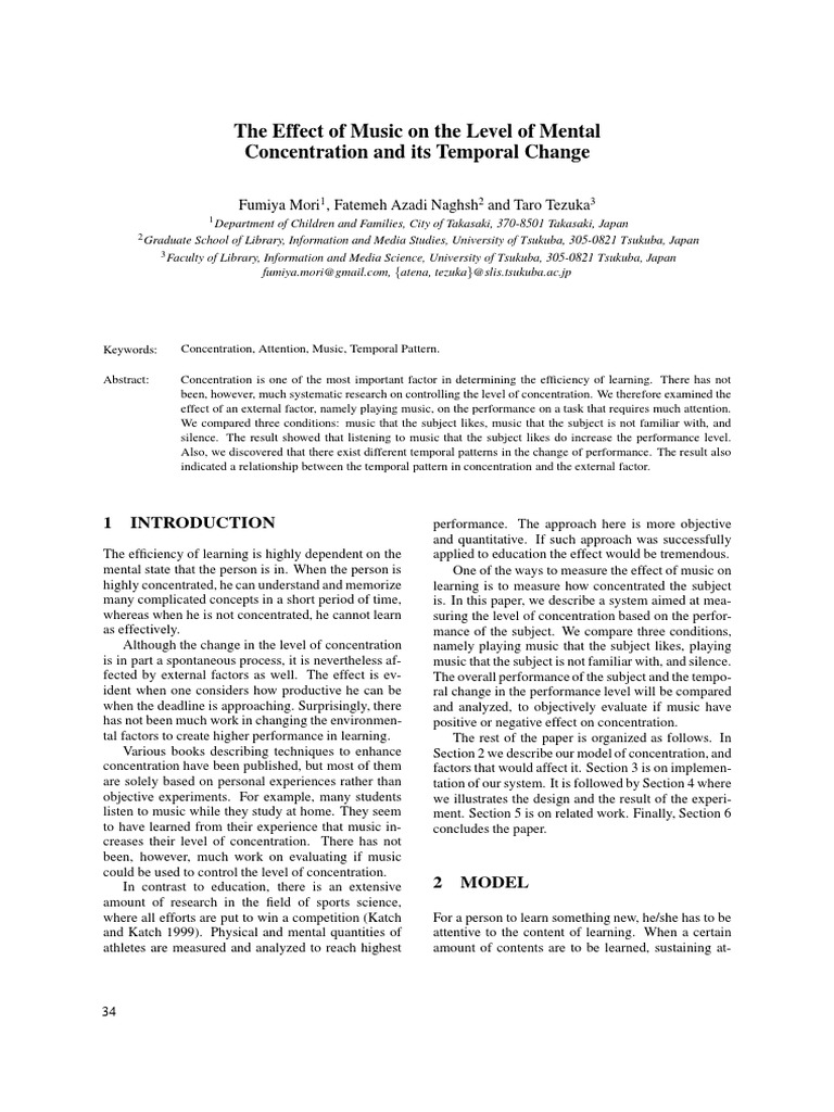 The Effect of Music On The Level of Mental Concentration and Its ...