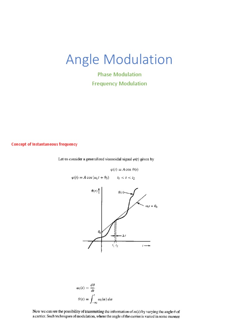 Angle Modulation: Phase Modulation Frequency Modulation | PDF ...