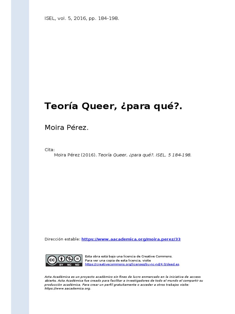 Pérez, Moira Teoría Queer | PDF | Extraña teoria | Estudios LGBTQIA+
