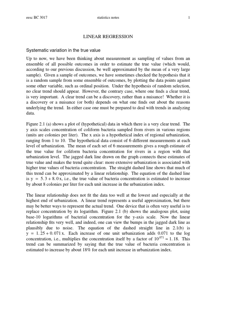 Systematic Var Iation in The True Value: Linear Regression | PDF | Linear Trend Estimation ...
