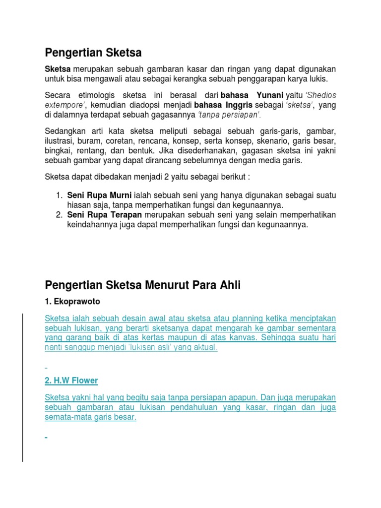 Pengertian Sketsa | PDF