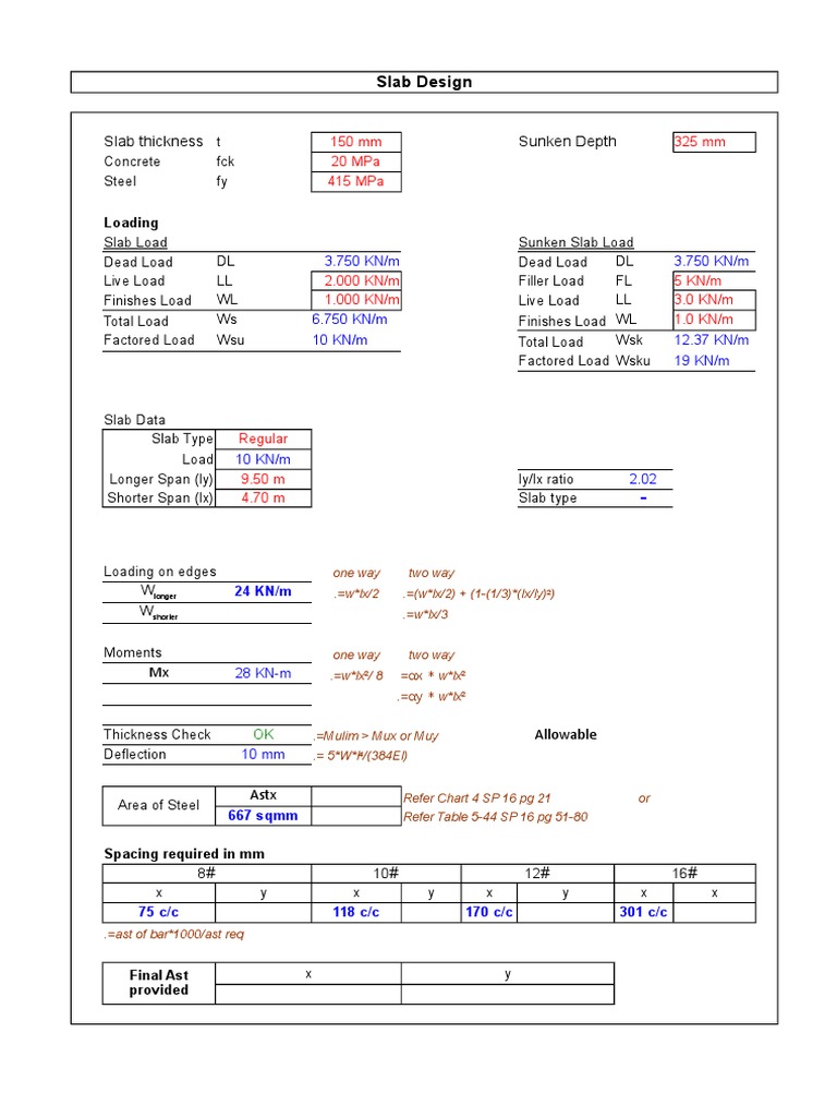 Slab Thickness Sunken Depth | PDF | Structural Engineering | Civil ...