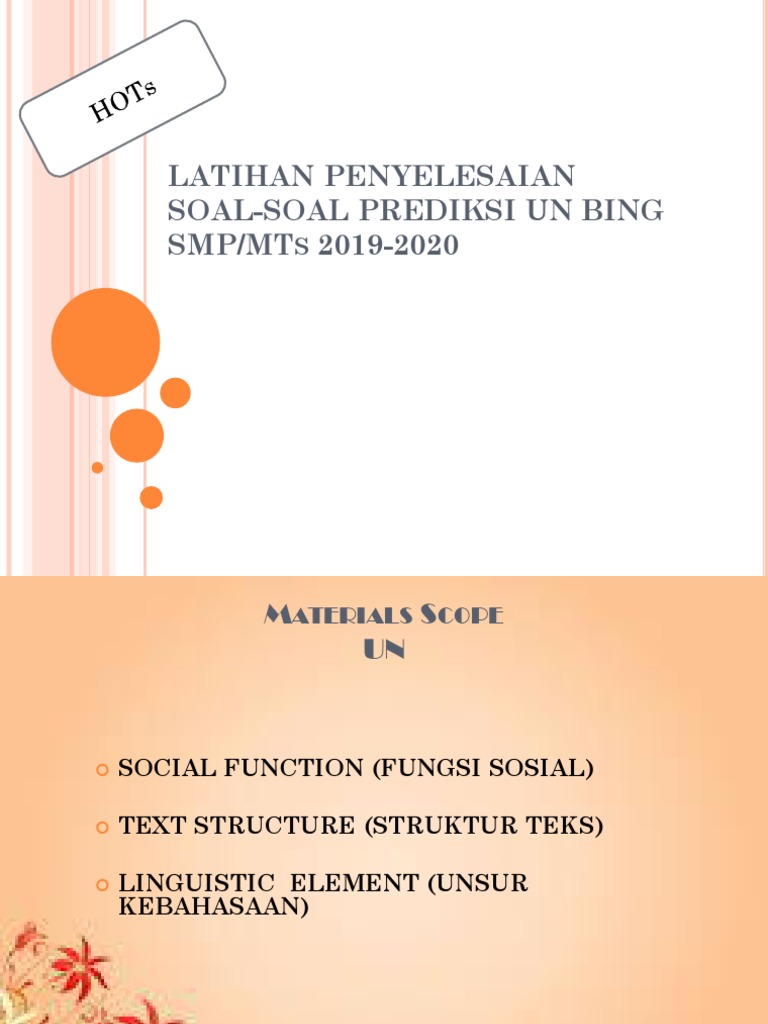 Latihan Penyelesaian Soal-Soal Prediksi Un Bing SMP/MT 2019-2020 | PDF ...