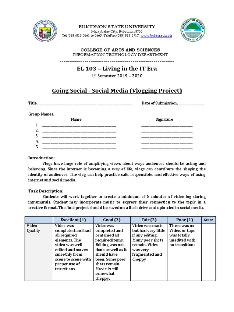 Rubric Vlogging | PDF | Video | Communication