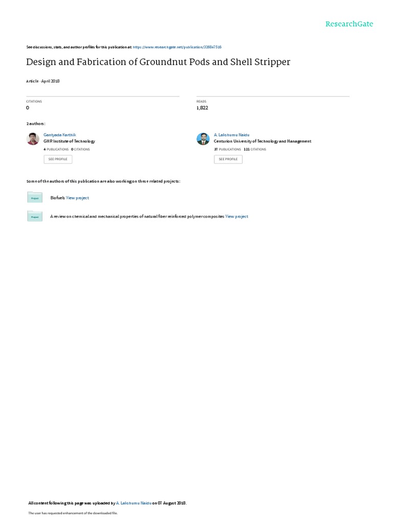 Design and Fabrication of Groundnut Pods and Shell Stripper: April 2018 ...