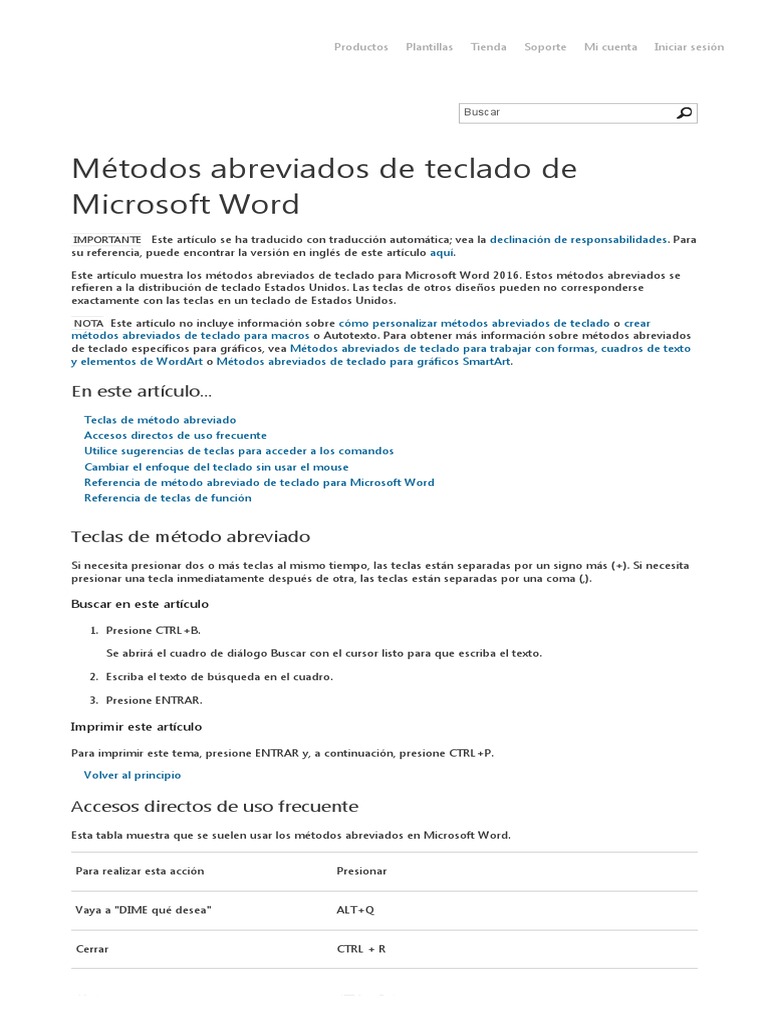 Metodos Abreviados Word | PDF | Comillas | Teclado
