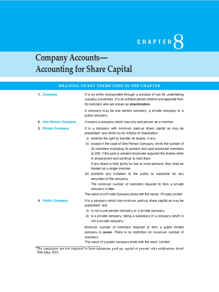 Company Accounts - Accounting For Share Capital: Meaning of Key Terms ...