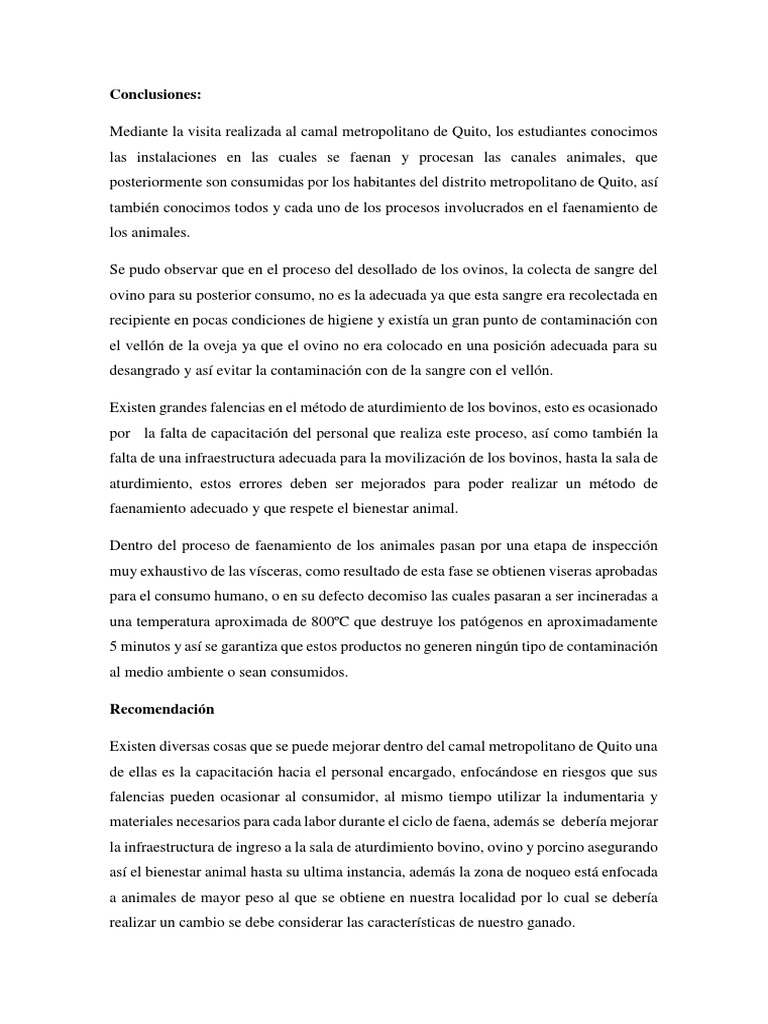 Conclusiones Practica Camal | PDF | Tecnología