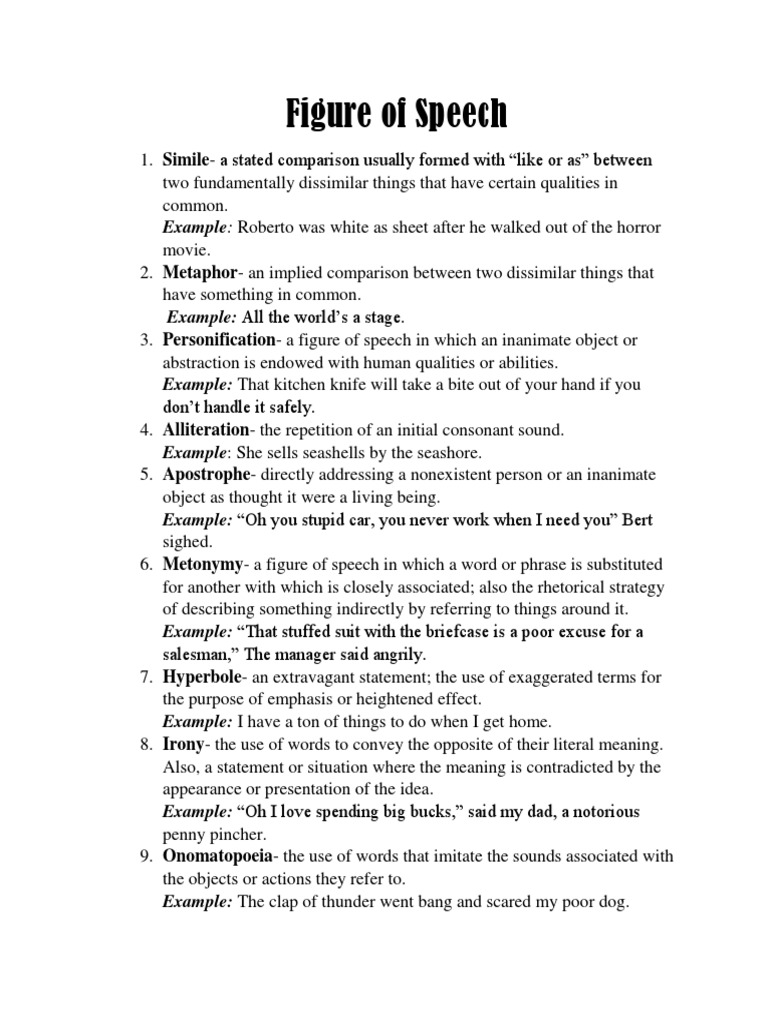 Figure of Speech: Example: All The World's A Stage | PDF | Metaphor ...