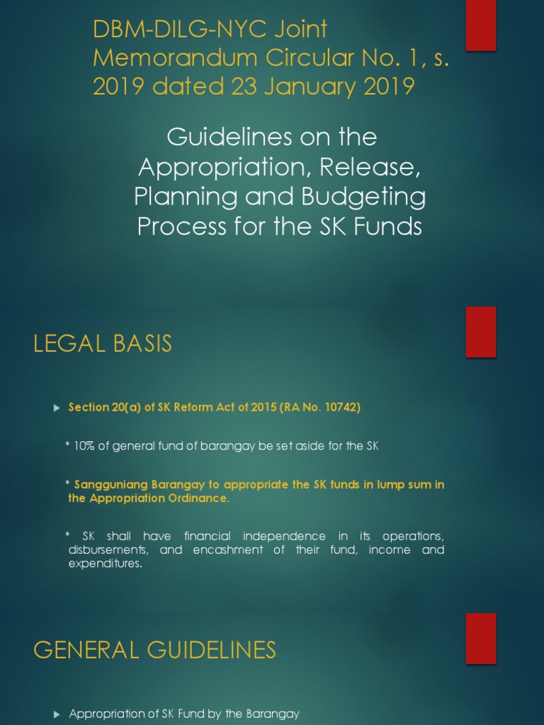 SK DBM DILG NYC Joint Memorandum Circular No | PDF | Budget | Government