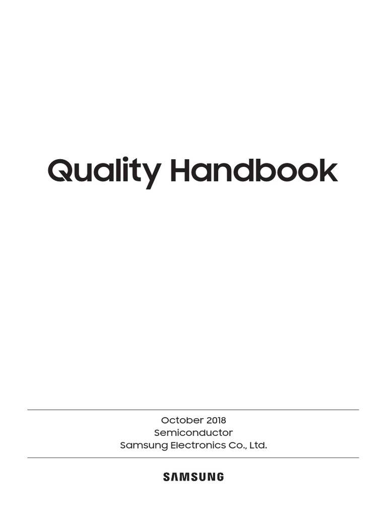 Quality Handbook: October 2018 Semiconductor Samsung Electronics Co ...