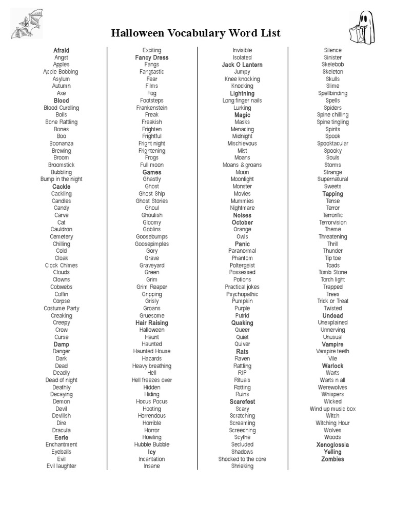 Halloween - Glosary of Terms | PDF | Ghosts | Halloween