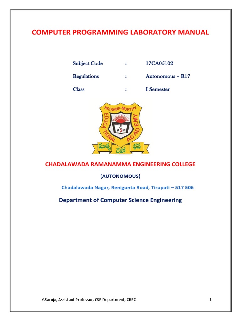 A Guide To Basic Computer Programming Laboratory Experiments Pdf C Programming Language