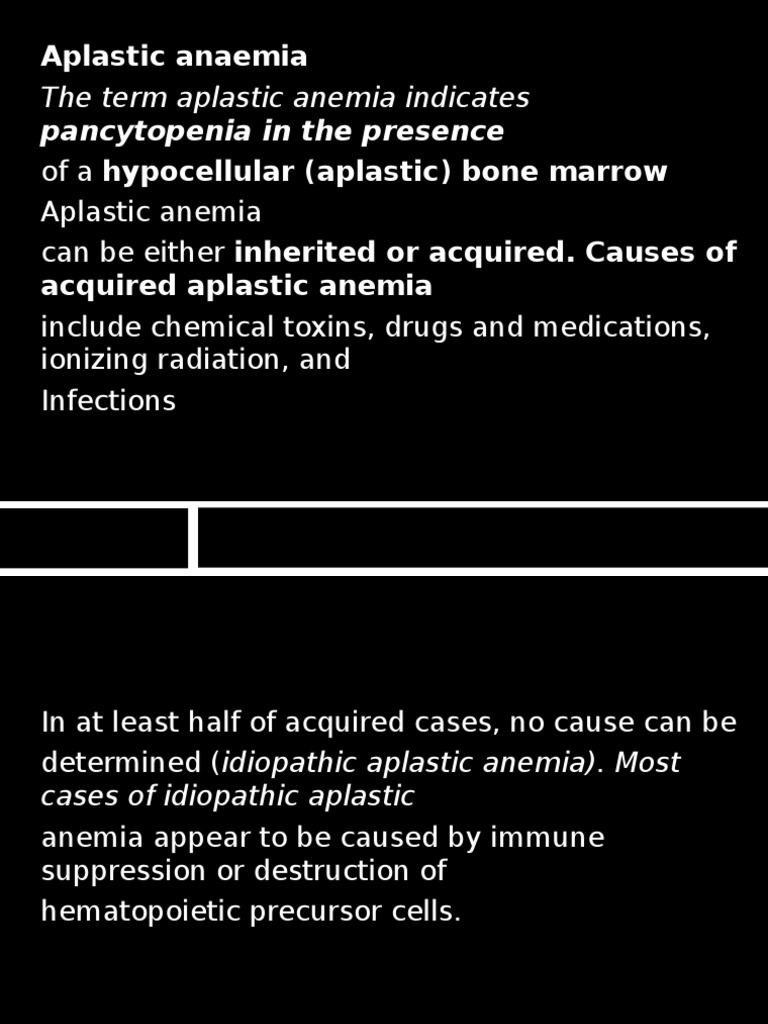 The Term Aplastic Anemia Indicates: Pancytopenia in The Presence | PDF ...