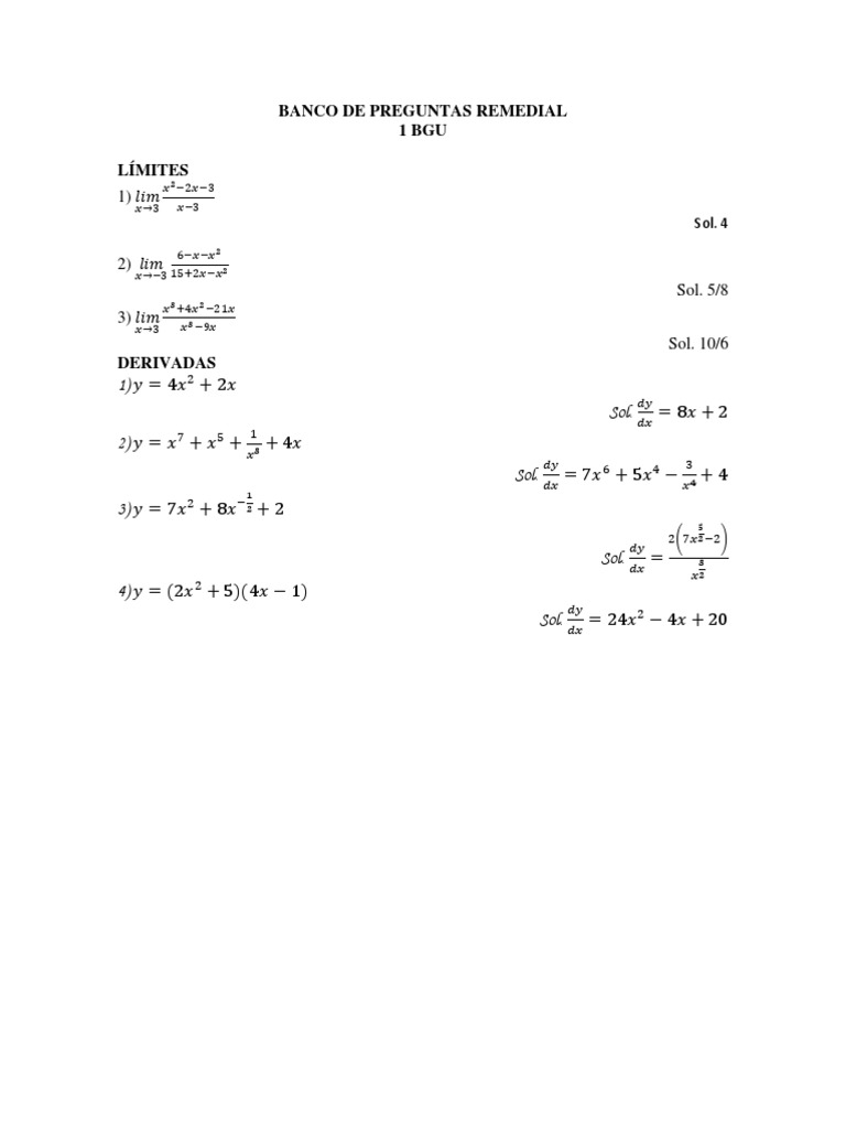 Banco de Preguntas de Gracias 1 Bgu | PDF | Pendiente | Enseñanza de matemática