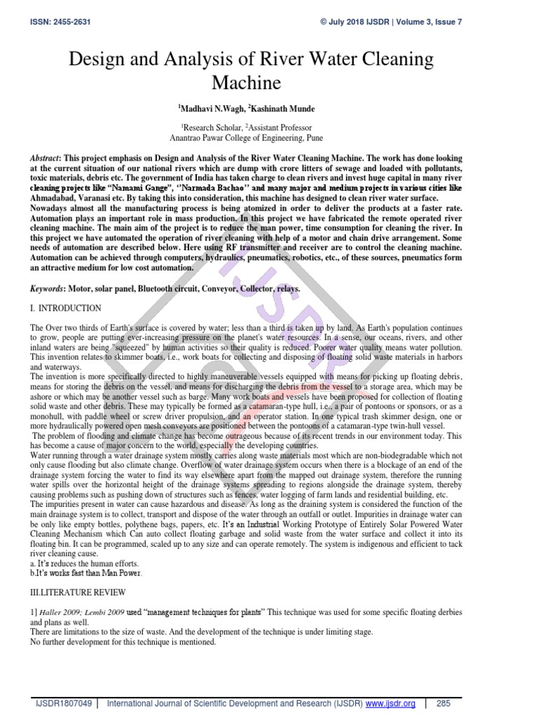 Design and Analysis of River Water Cleaning Machine | PDF | Computing ...