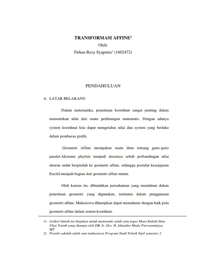 Transformasi Affine untuk Mahasiswa Teknik | PDF