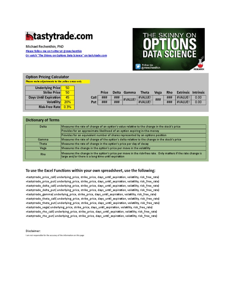 Options Pricing and Greeks Calculator | PDF | Greeks (Finance ...