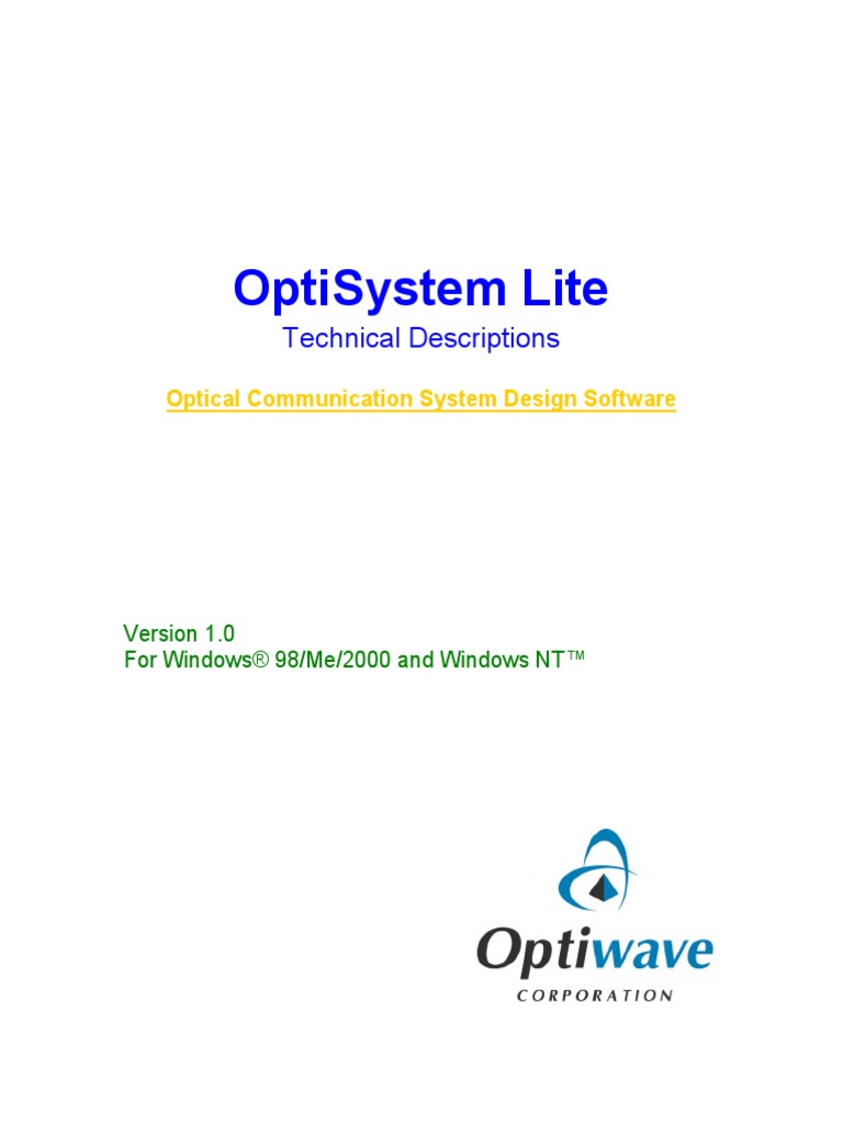 OptiSystem Lite 1 | PDF | Dispersion (Optics) | Optical Fiber
