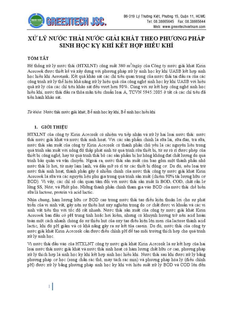 NƯỚC THẢI-KỴ KHÍ- HIẾU KHÍ | PDF