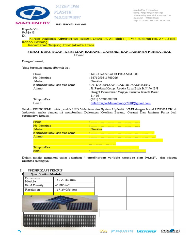 Contoh Surat Jaminan Garansi Barang | PDF