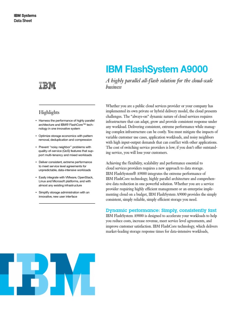 Ibm Flashsystem A9000: A Highly Parallel All-F Lash Solution For The Cloud-Scale Business | PDF ...