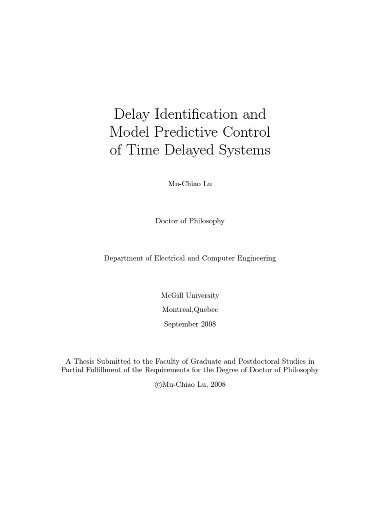 Delay Identification And Model Predictive Control Of Timed Delayed
