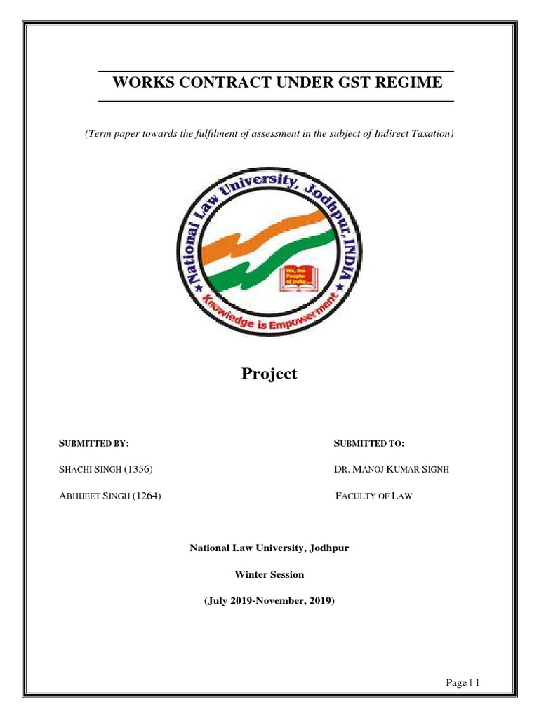 Works Contract Under GST Regime: Project | PDF | Value Added Tax | Taxes