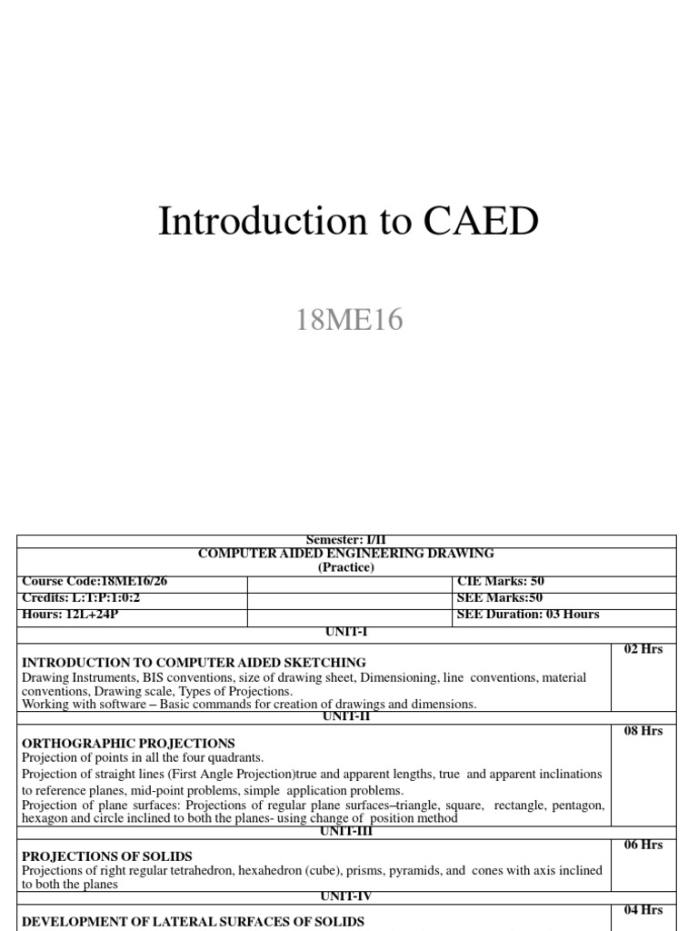 Introduction To CAED | PDF | Design | Drawing