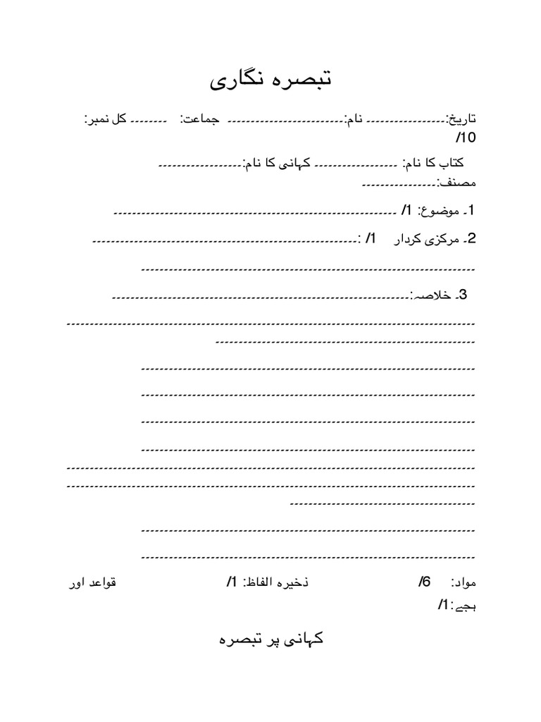 Urdu Book Review Formats | PDF