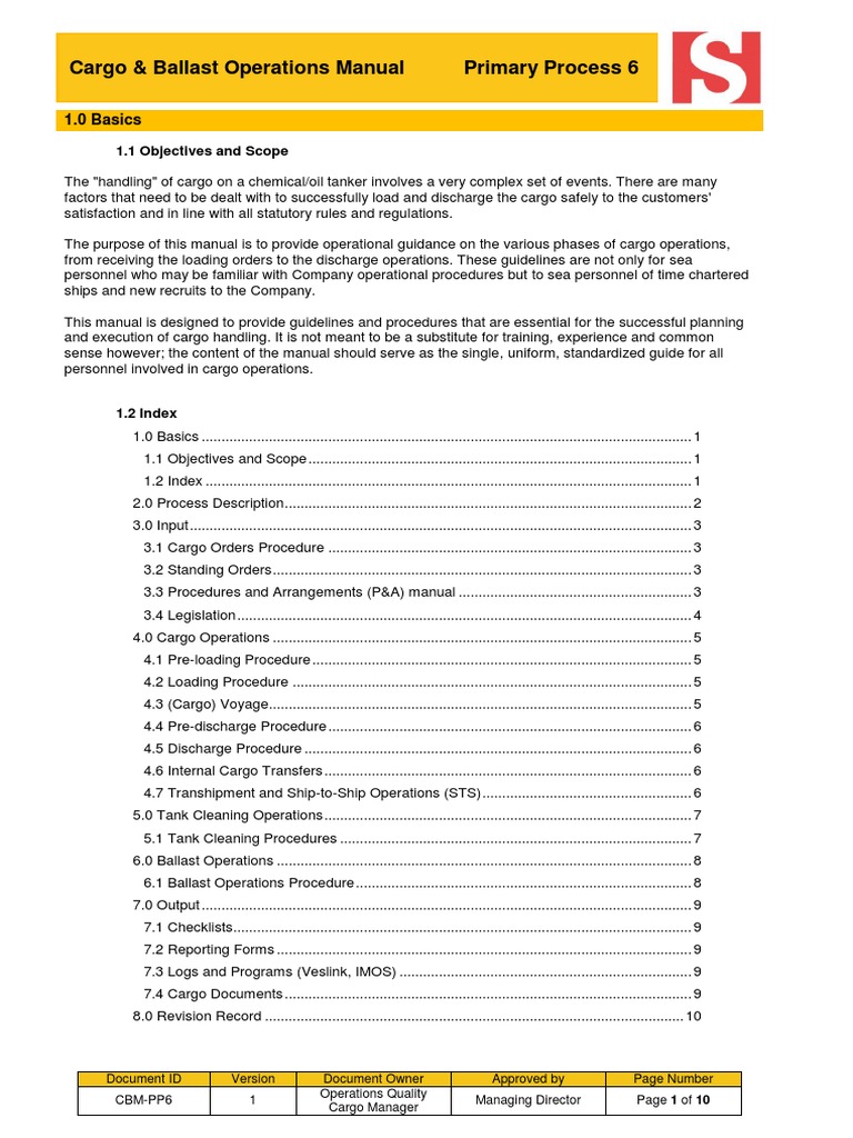 Cargo and Ballast Operations Manual - Primary Process 6 | PDF | Oil ...