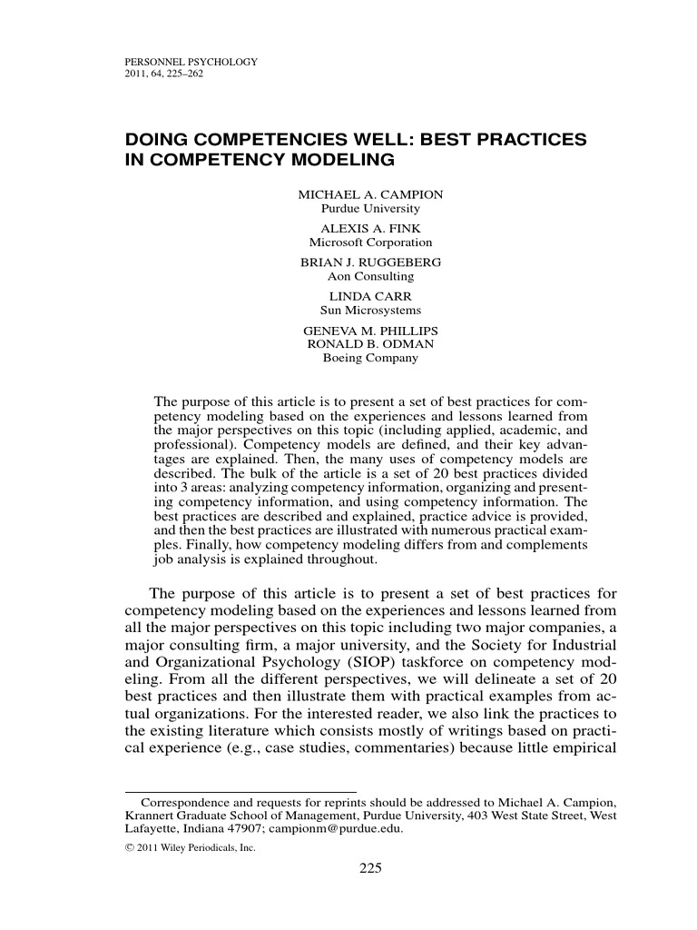Doing Competencies Well - Best Practices in Competency Modeling PDF ...
