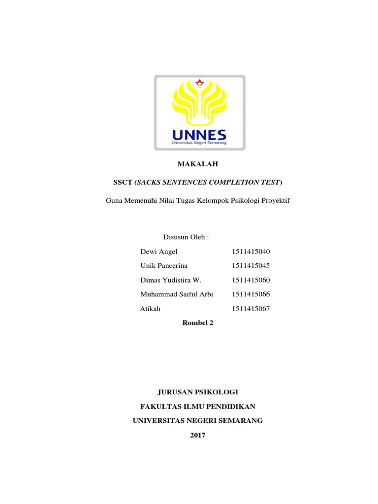 Sejarah dan Pengertian Tes SSCT | PDF