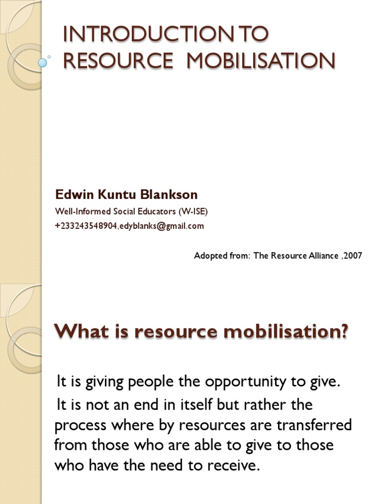Resource Mobilisation | PDF | Fundraising | Mobilization